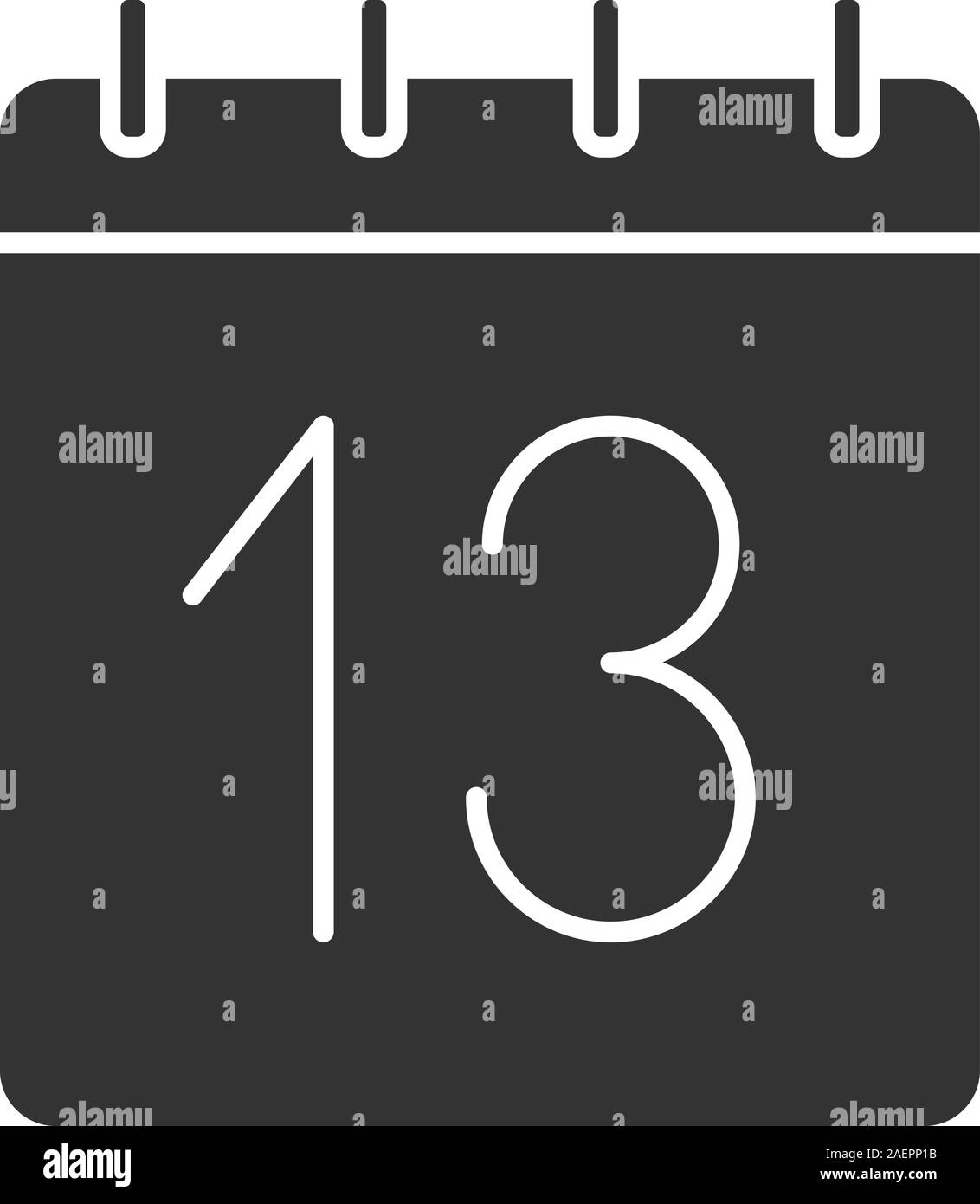 Thirteenth day of month glyph icon. Date silhouette symbol. Wall ...