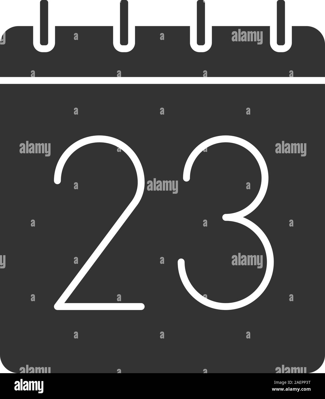 Twenty third day of month glyph icon. Date silhouette symbol. Wall ...