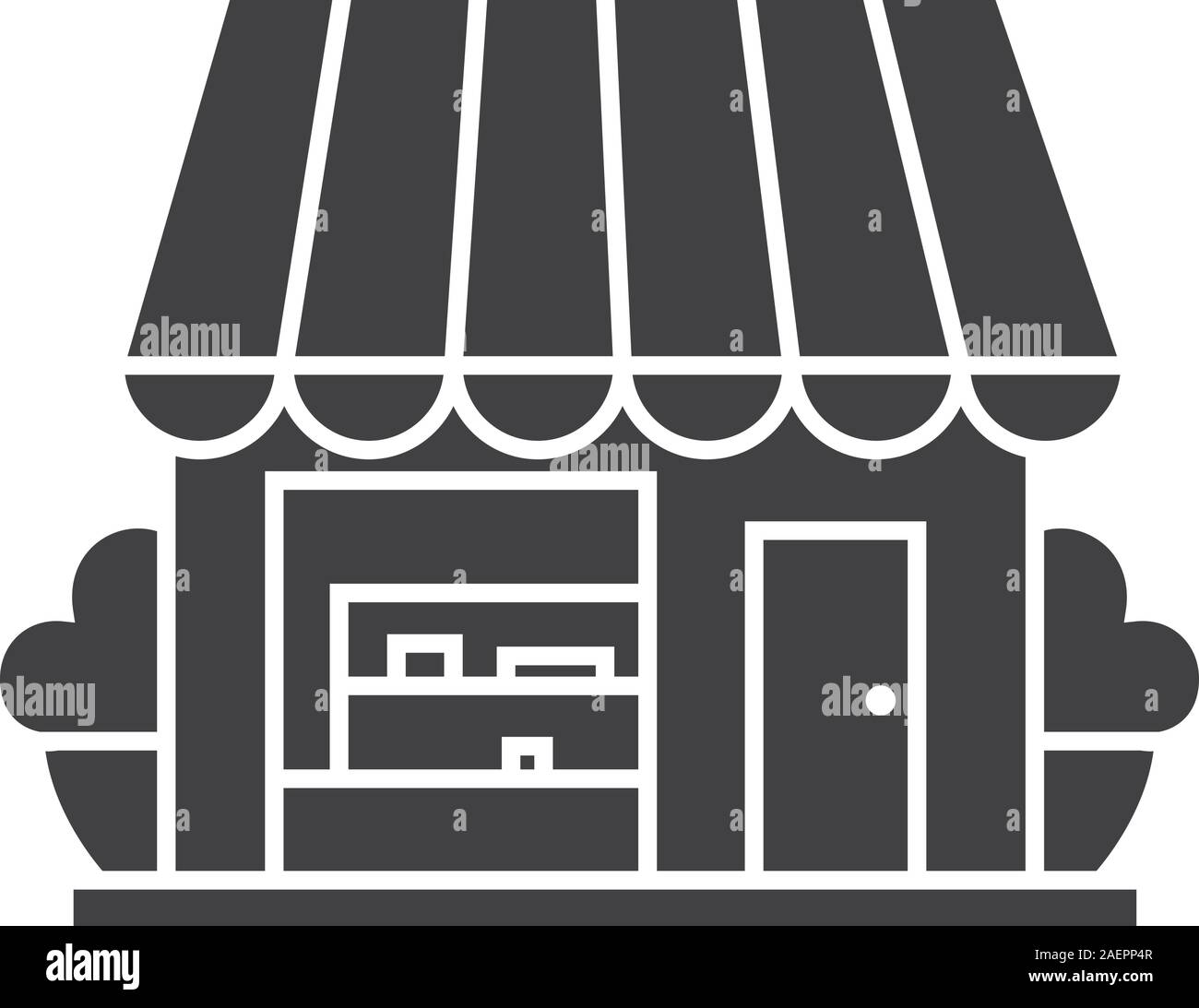 Small shop glyph icon. Silhouette symbol. Coffee house, cafe. Negative ...