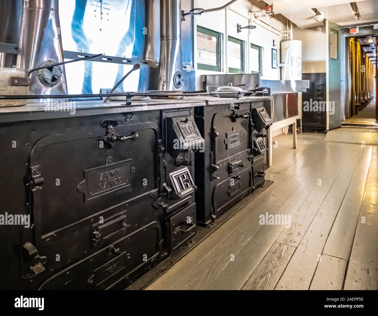 Old Range in Army Train Car Stock Photo - Alamy