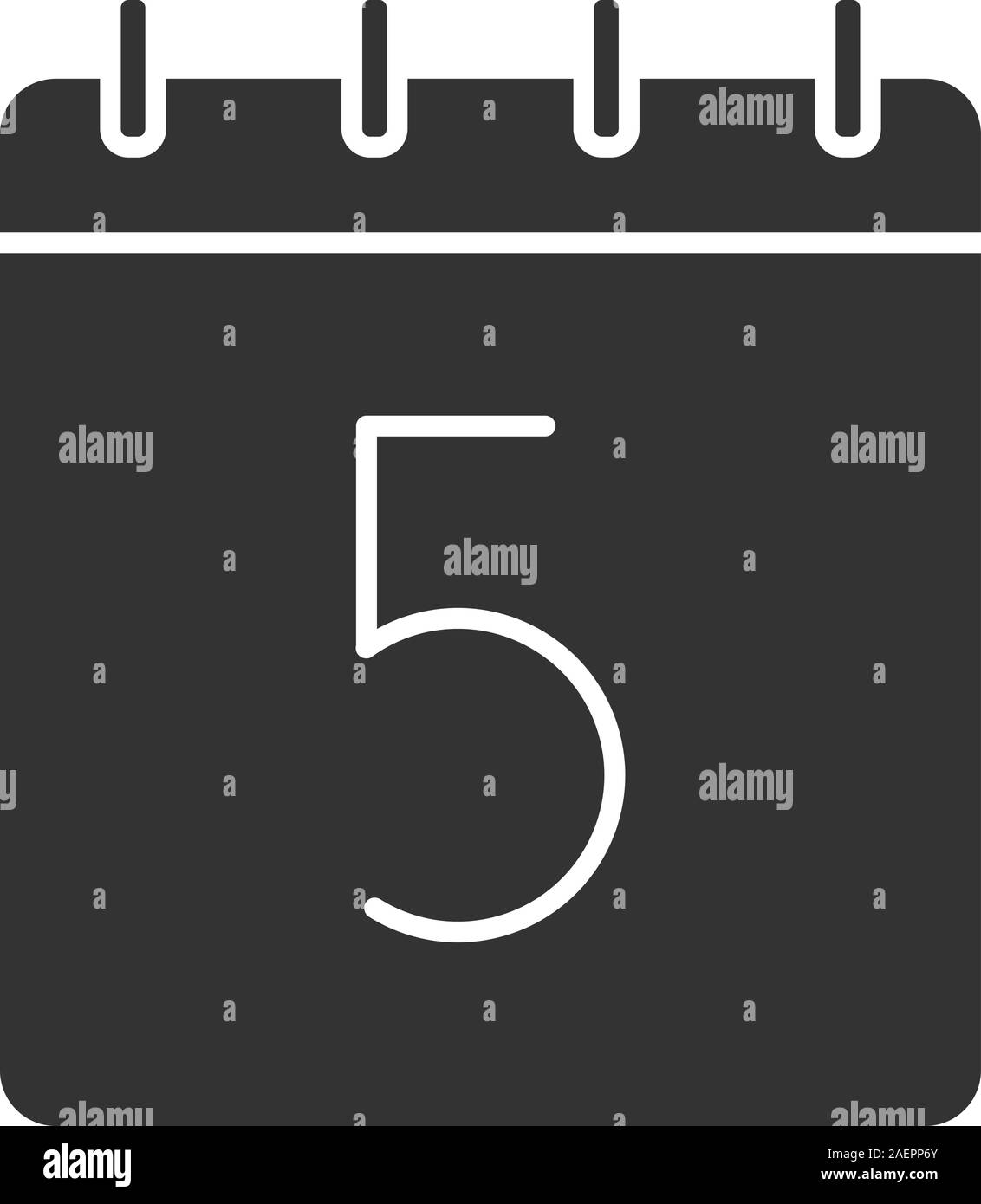 Fifth day of month glyph icon. Date silhouette symbol. Wall calendar ...