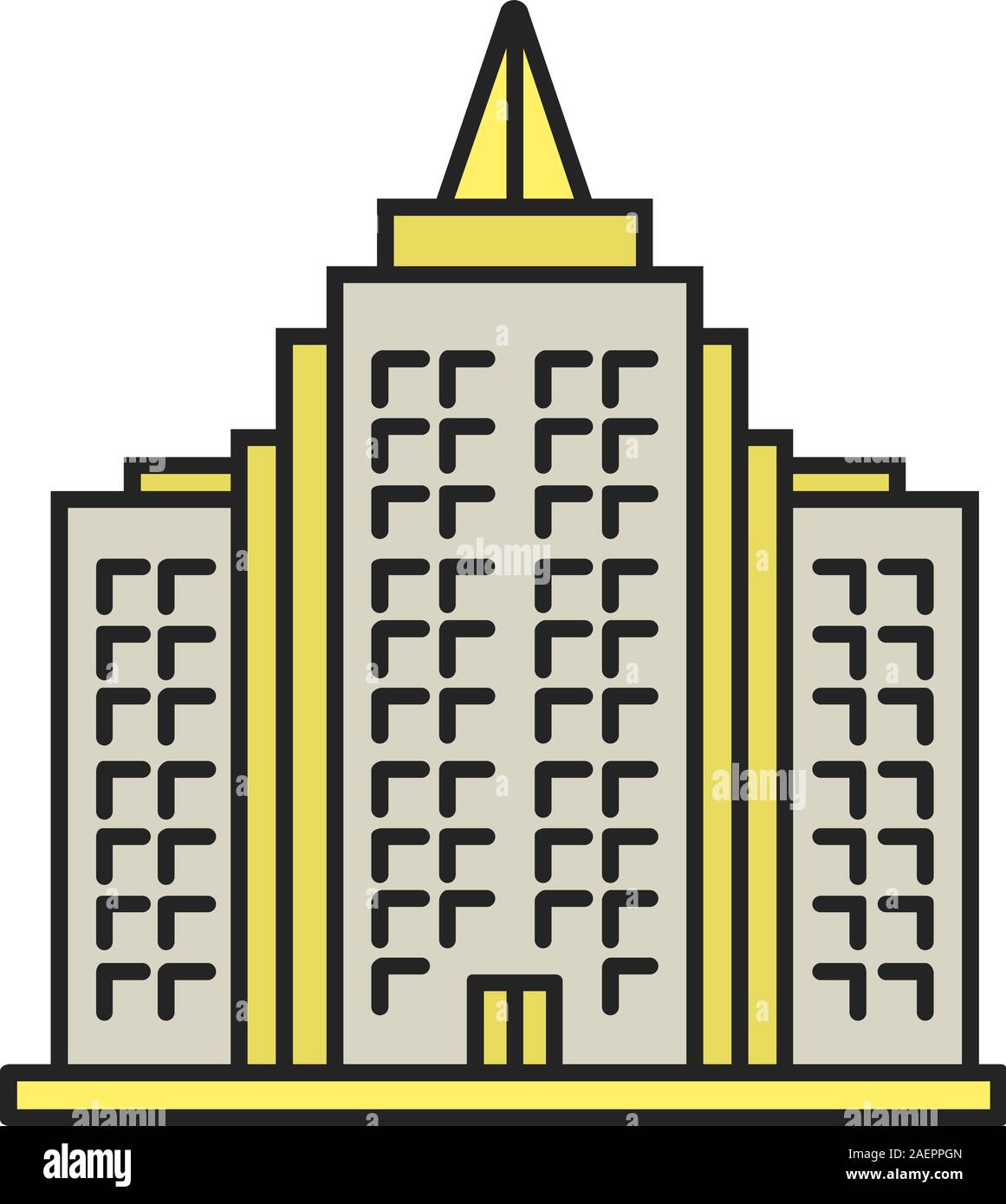 Multi-storey building color icon. Apartment house. Isolated vector ...