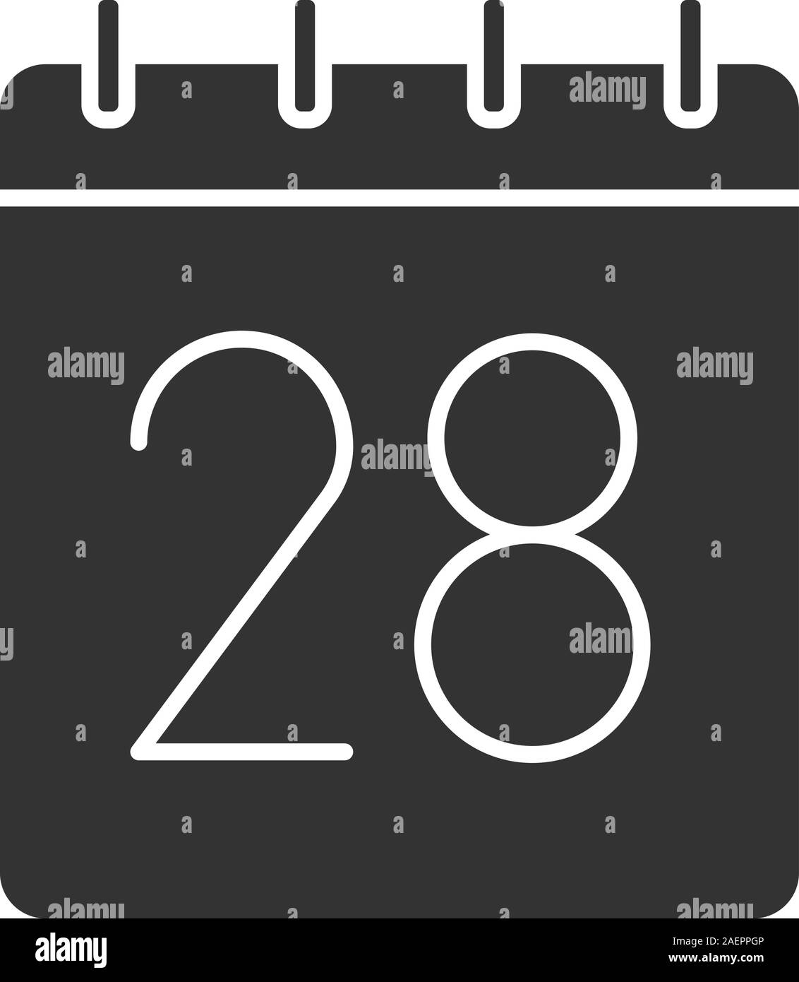 Twenty eighth day of month glyph icon. Date silhouette symbol. Wall ...