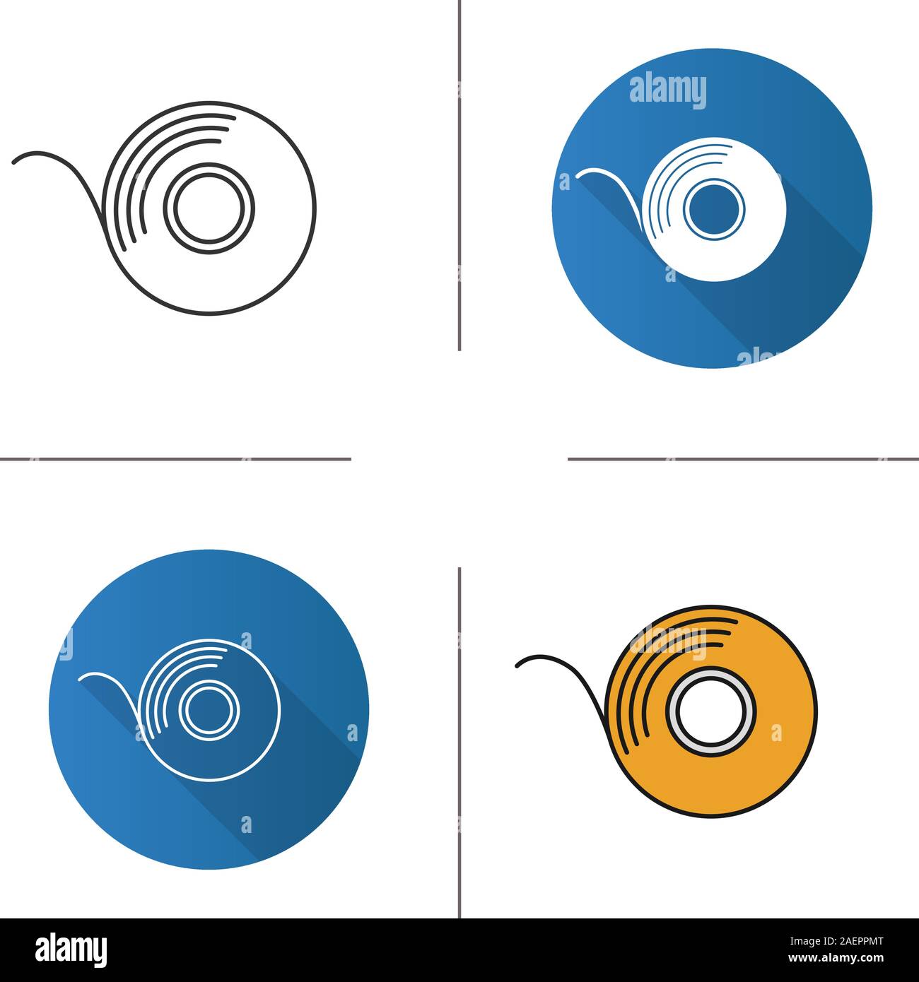Adhesive tape roll icon. Flat design, linear and color styles. Isolated ...