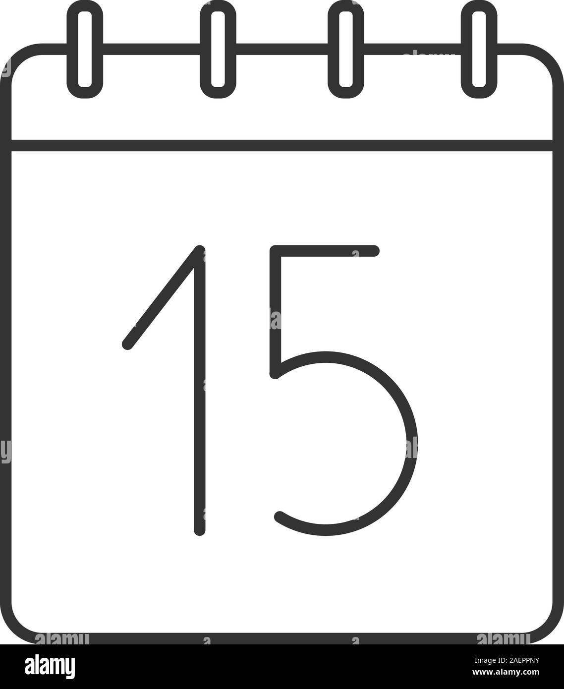 Fifteenth day of month linear icon. Wall calendar with 15 sign. Thin ...