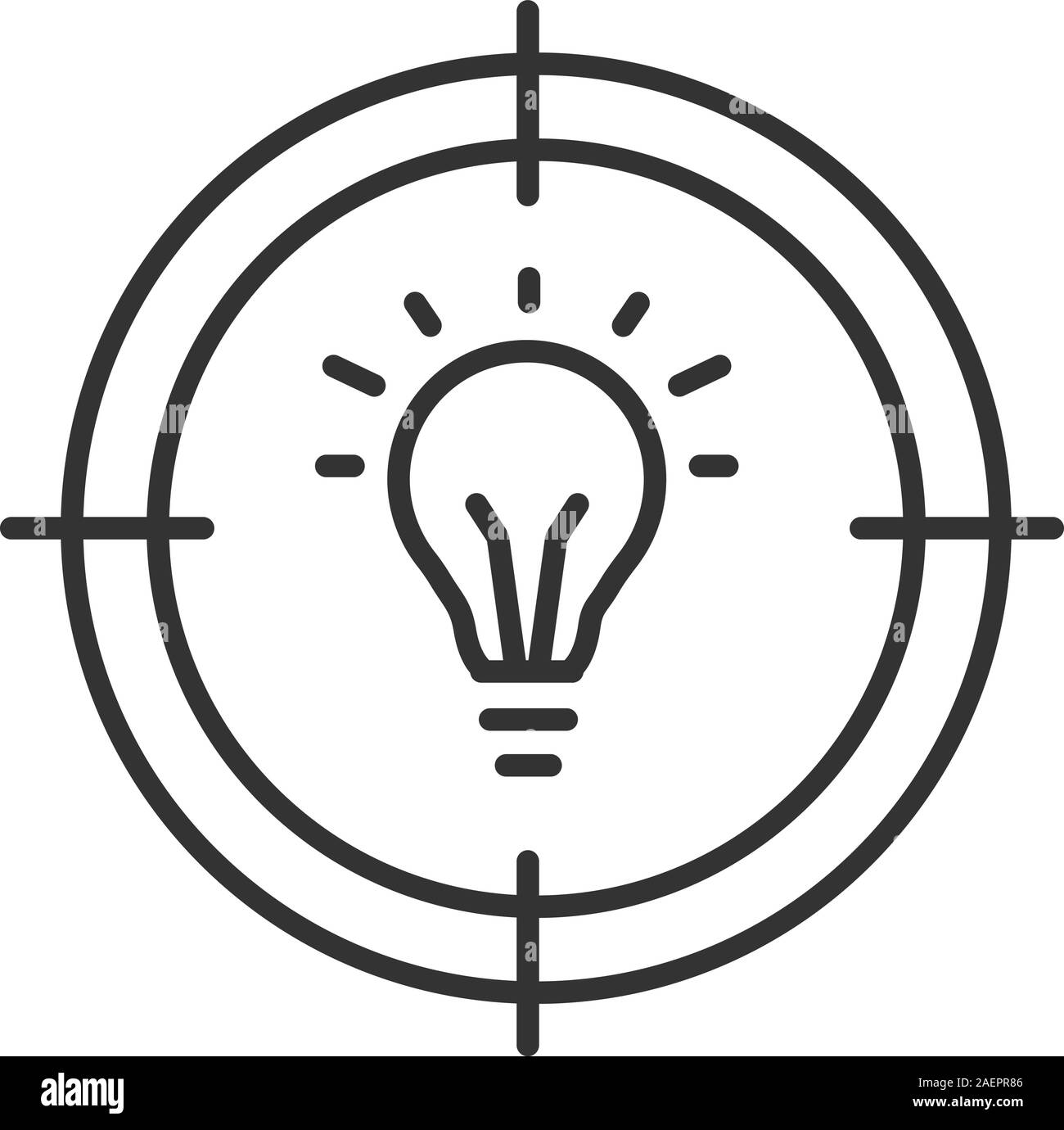 Aim on light bulb linear icon. Searching for creative and talented ...