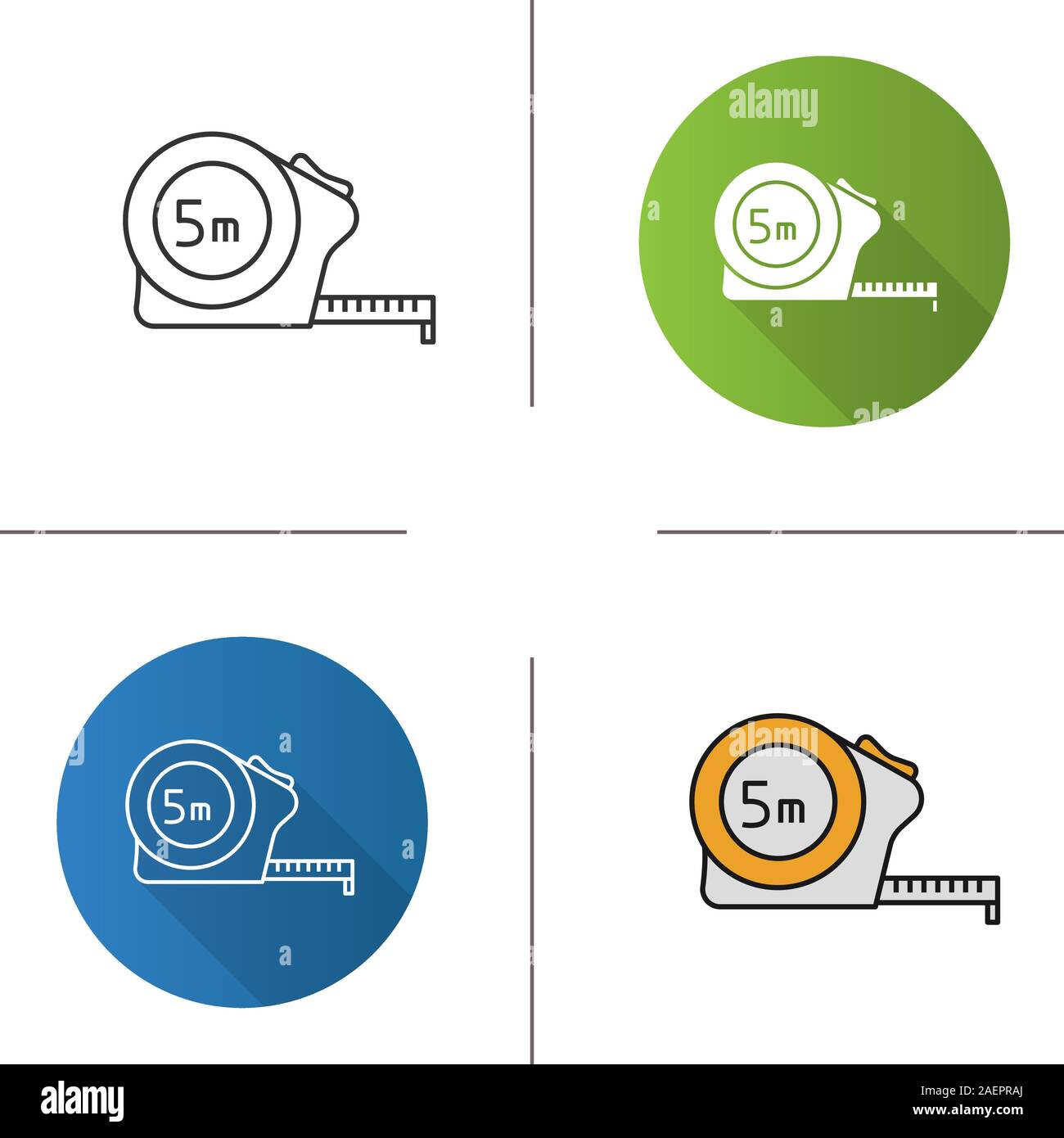 Measuring tape icon. Flat design, linear and color styles. Roulette ...