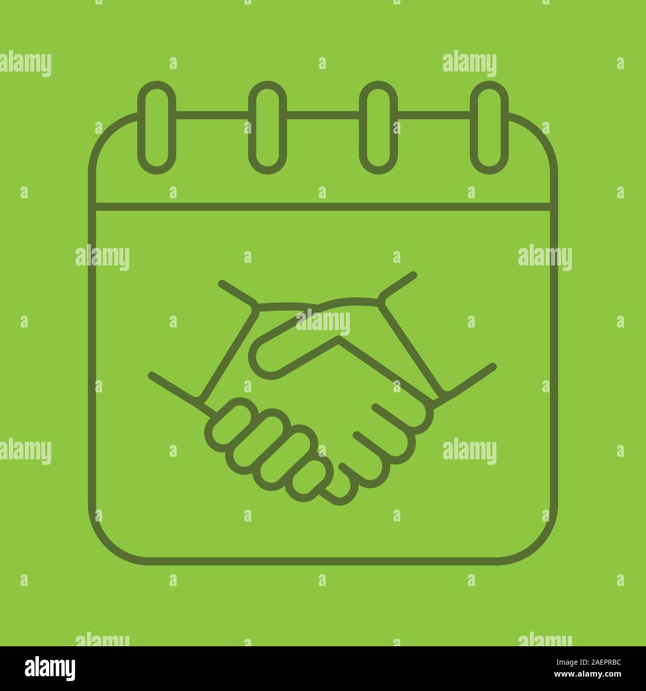 Negotiations day linear icon. Business negotiation date. Calendar page ...