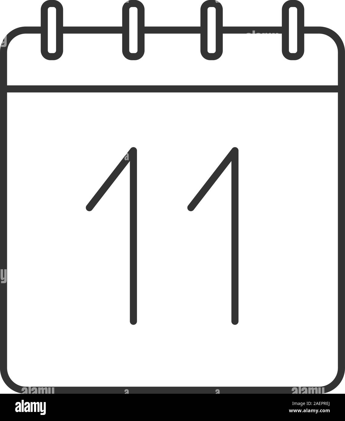 Eleventh day of month linear icon. Wall calendar with 11 sign. Thin ...