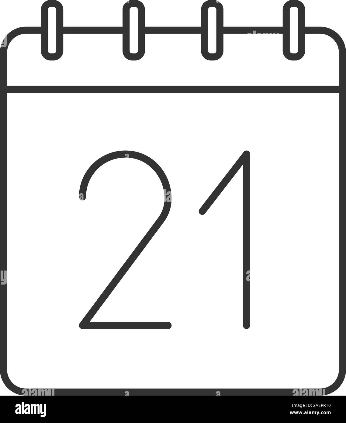 Twenty first day of month linear icon. Wall calendar with 21 sign. Thin ...
