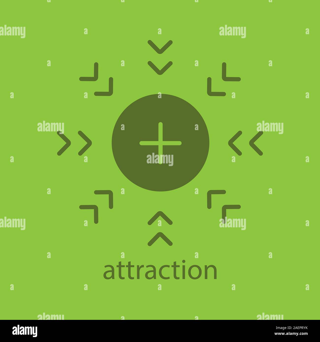 Attraction glyph color icon. Silhouette symbol. Positively charged ...