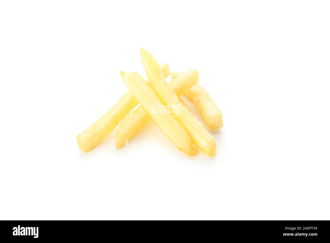 Stack of tasty french fries isolated on white background Stock Photo ...