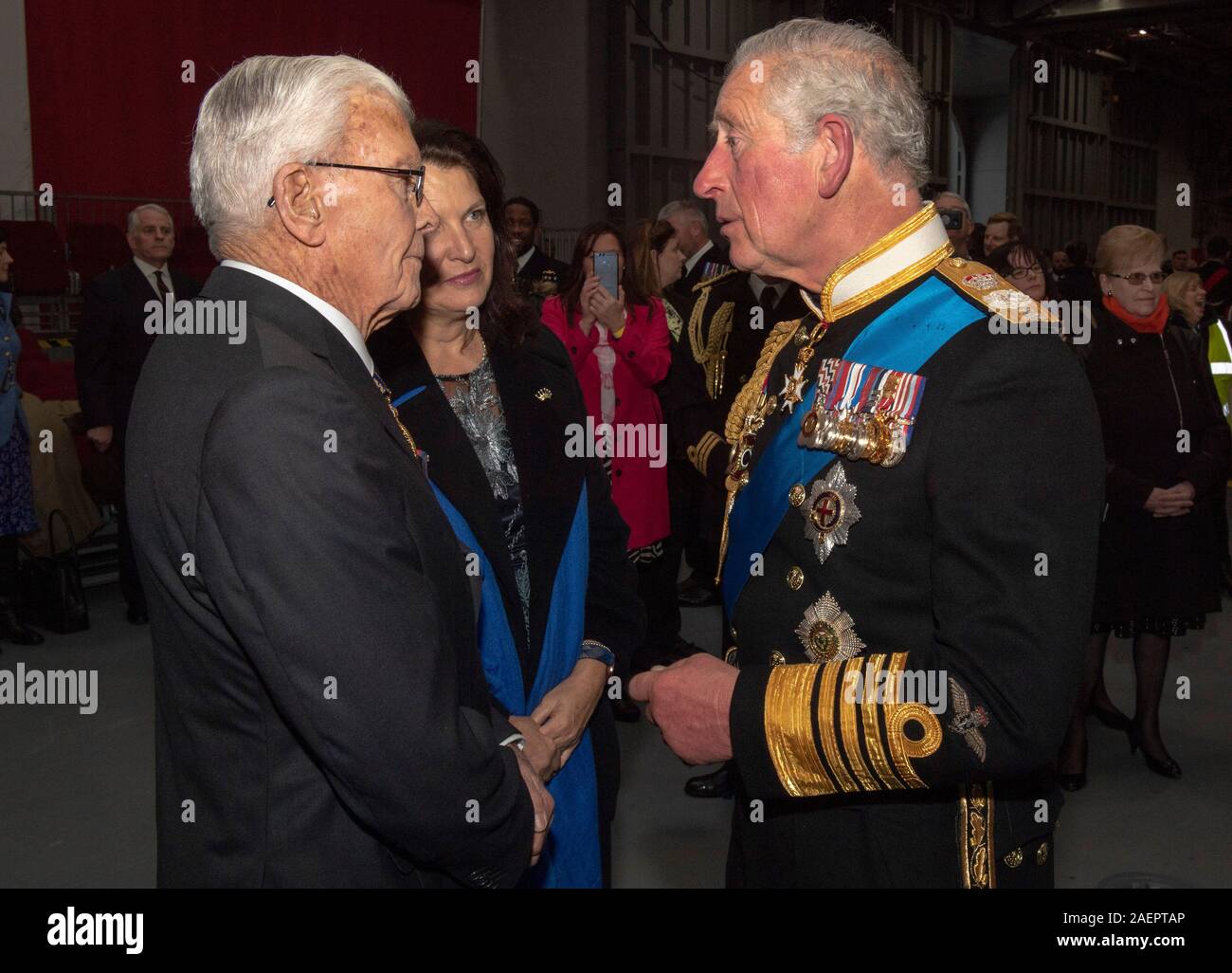 The Prince of Wales talk with former Rear Admiral Guy Griffiths, who ...