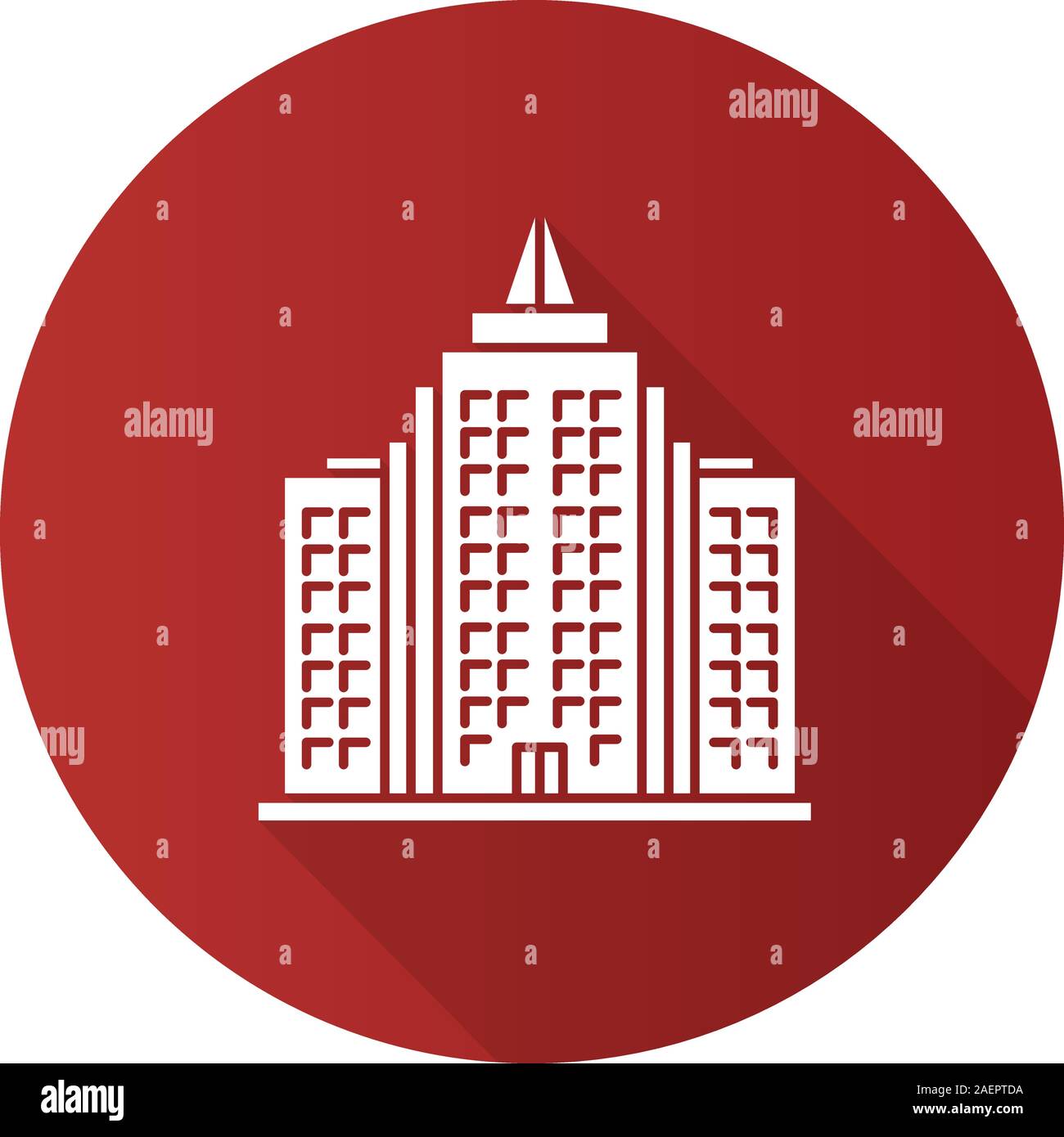 Skyscraper flat design long shadow glyph icon. Multi-storey building ...