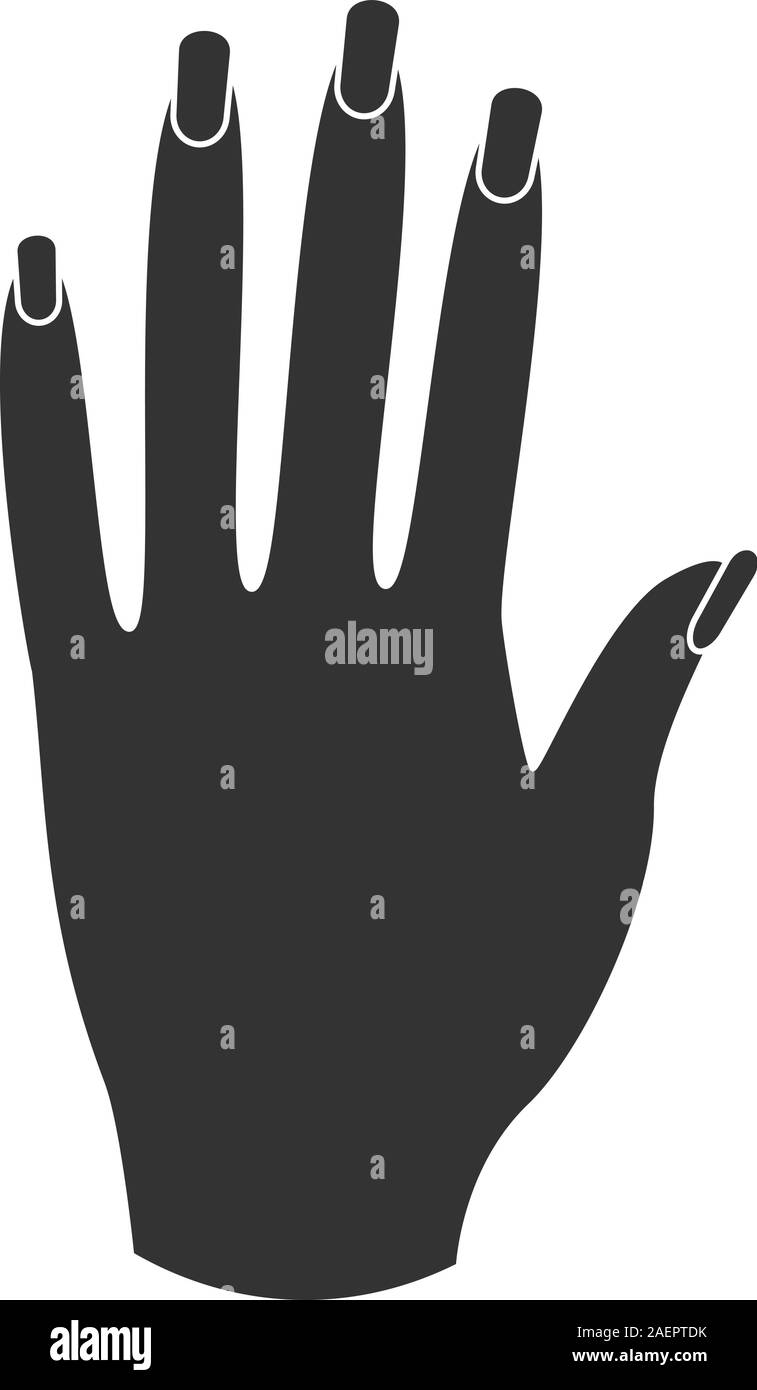 Woman's hand glyph icon. Silhouette symbol. Manicure. Negative space ...