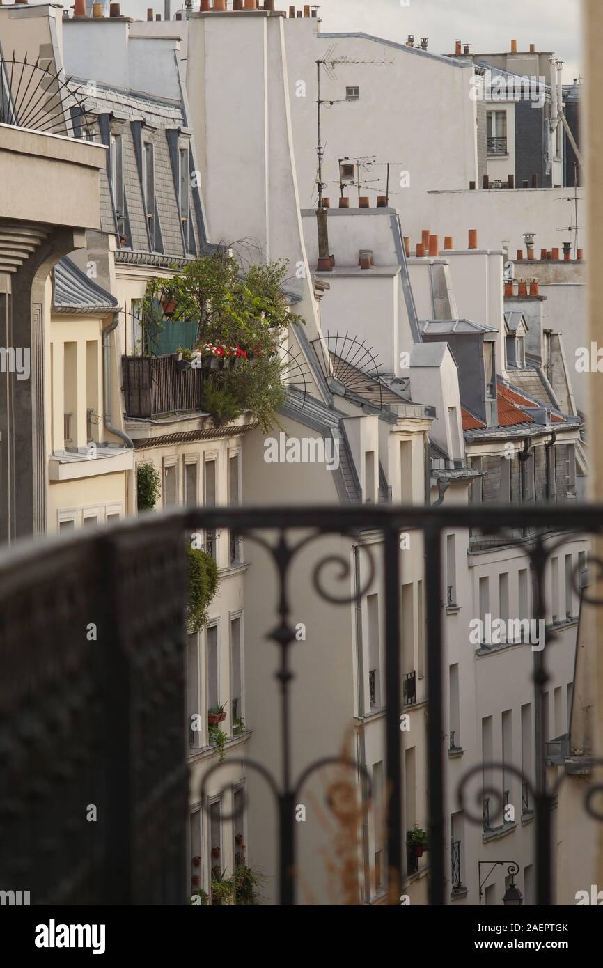 Rooftops in Paris. Parisienne rooftops and chimneys Stock Photo - Alamy