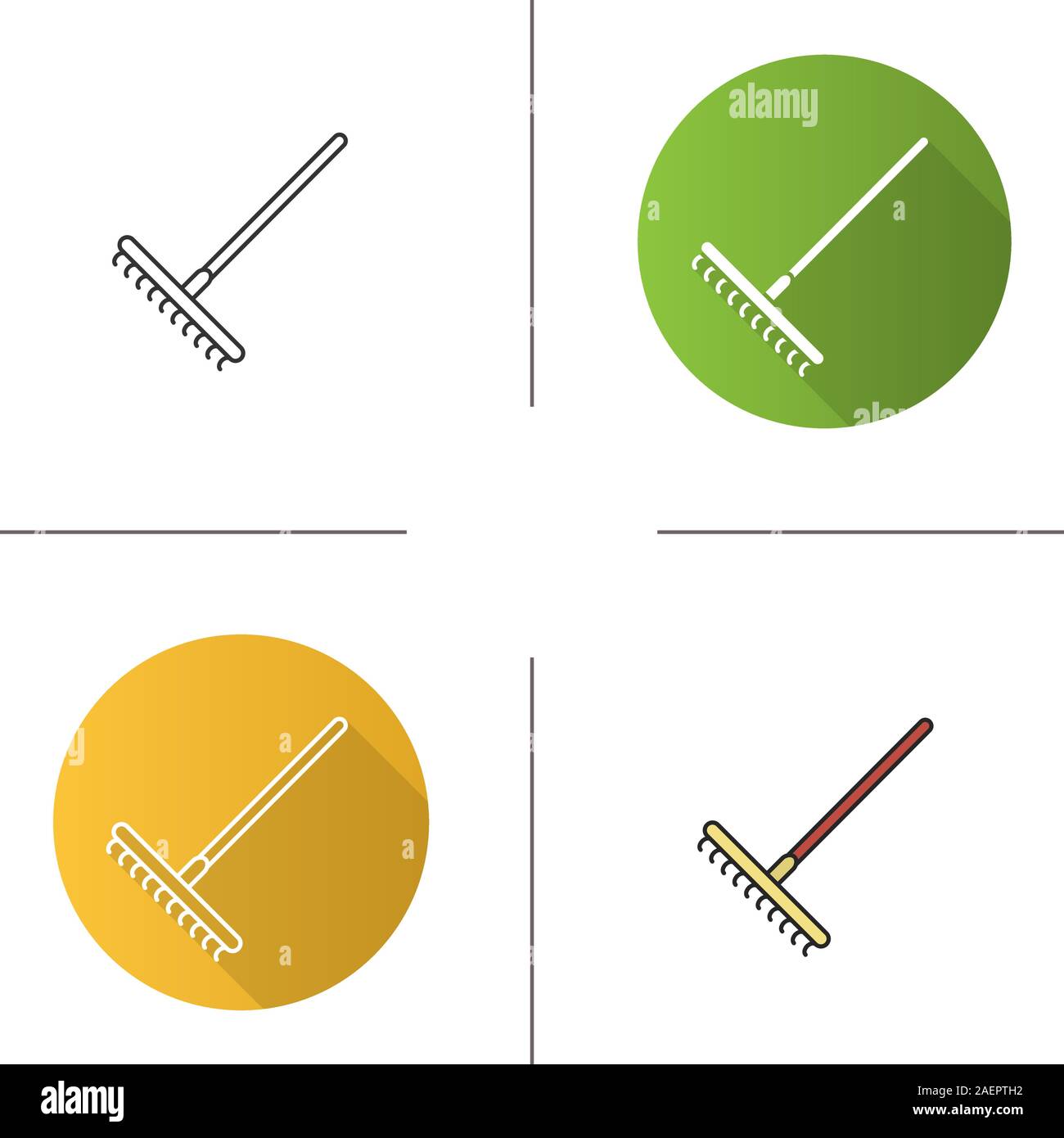 Rake icon. Flat design, linear and color styles. Isolated vector ...