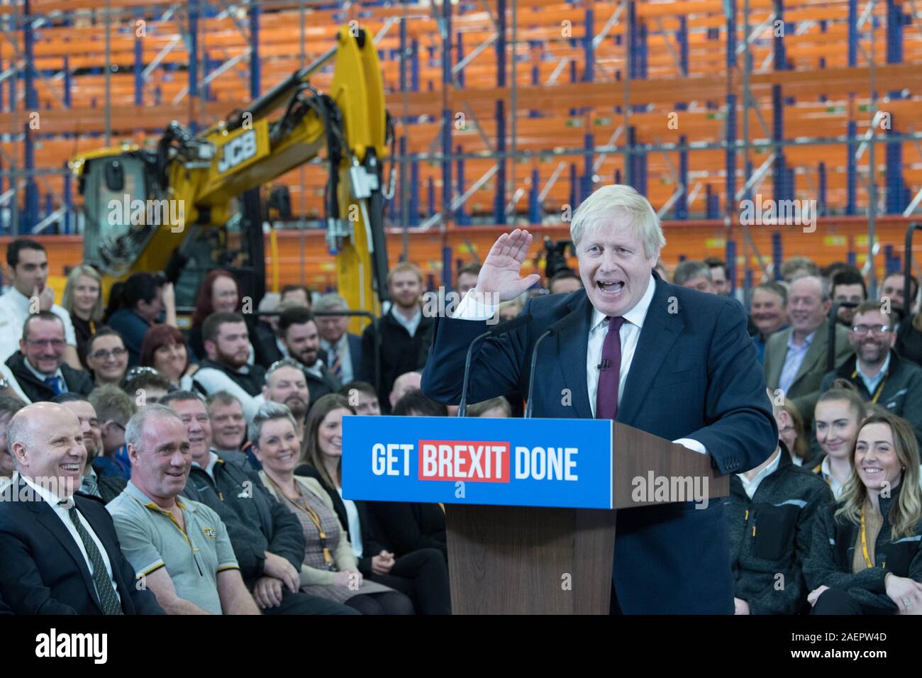 The audience laugh as Prime Minister Boris Johnson speaks during a ...