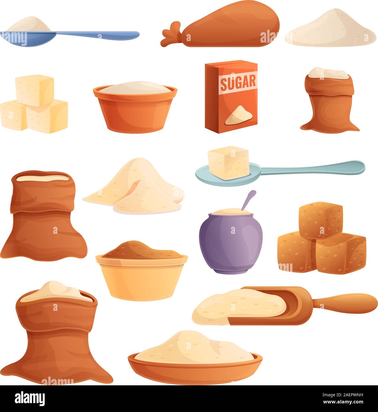 Sugar icons set. Cartoon set of sugar vector icons for web design Stock ...