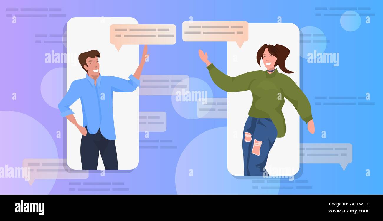 couple using chatting app social network chat bubble communication ... couple using chatting app social network chat bubble communication ...