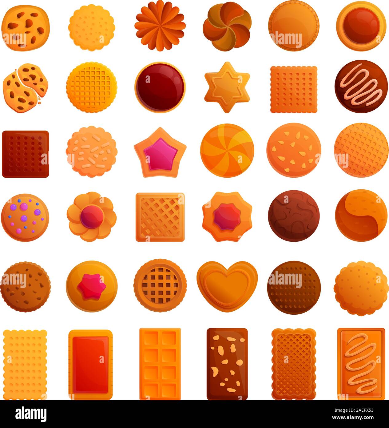Cookie icons set. Cartoon set of cookie vector icons for web design ...