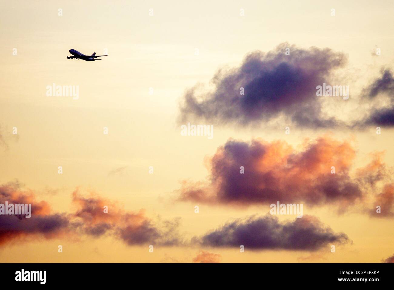 Miami Florida,commercial airliner jet airplane,departing MIA,sky clouds ...