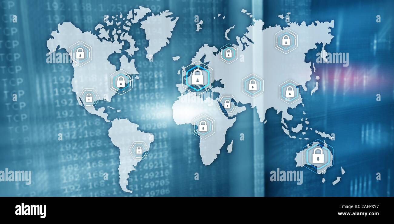 Global cyber security concept communication privacy data protection ...