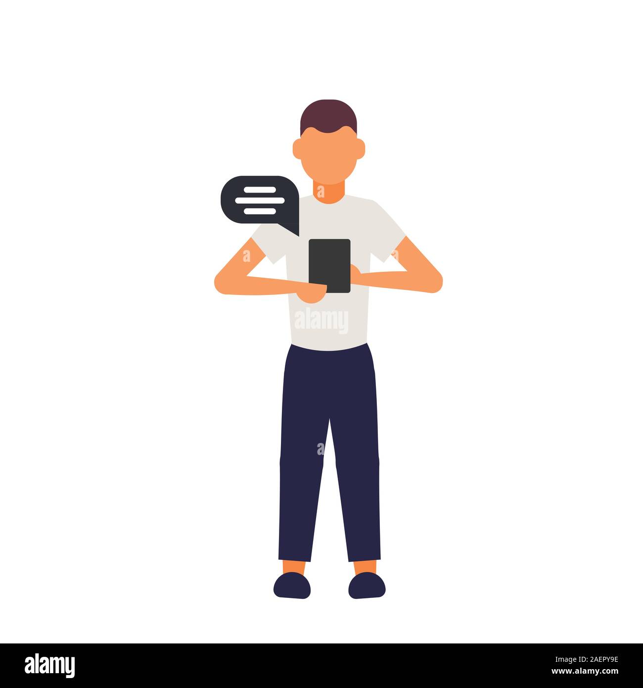 man using smartphone online chatting app social network speech chat ...