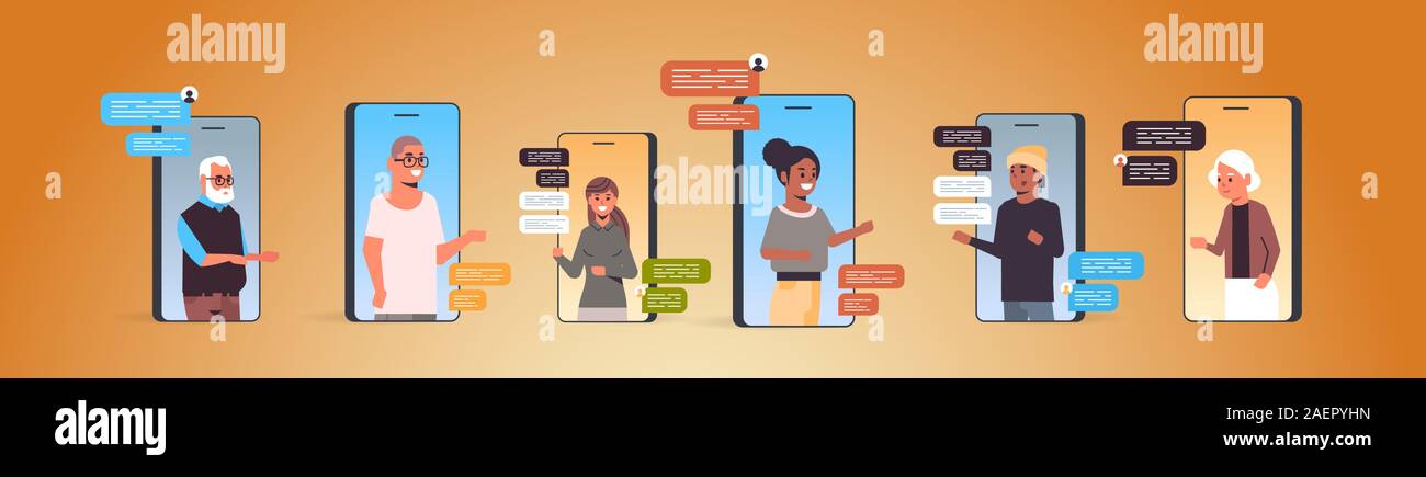 people using chatting app social network chat bubble communication ...