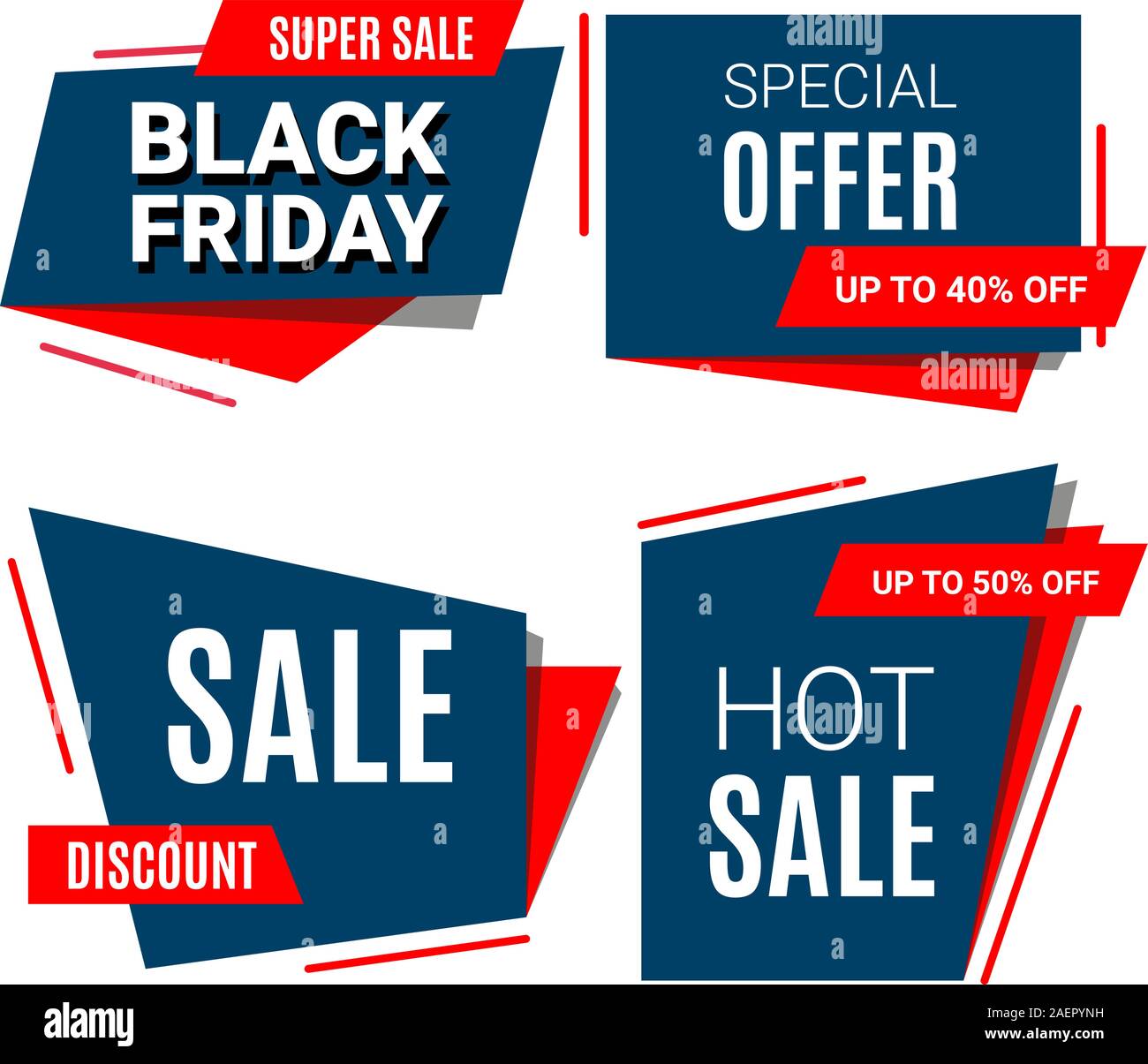 Creative sale card set of geometric shapes with discount in classic ...