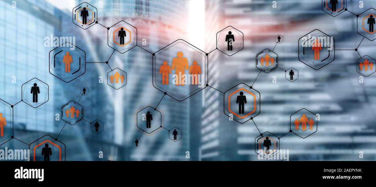 People icons Social network. Orange and black people icons Stock Photo ...