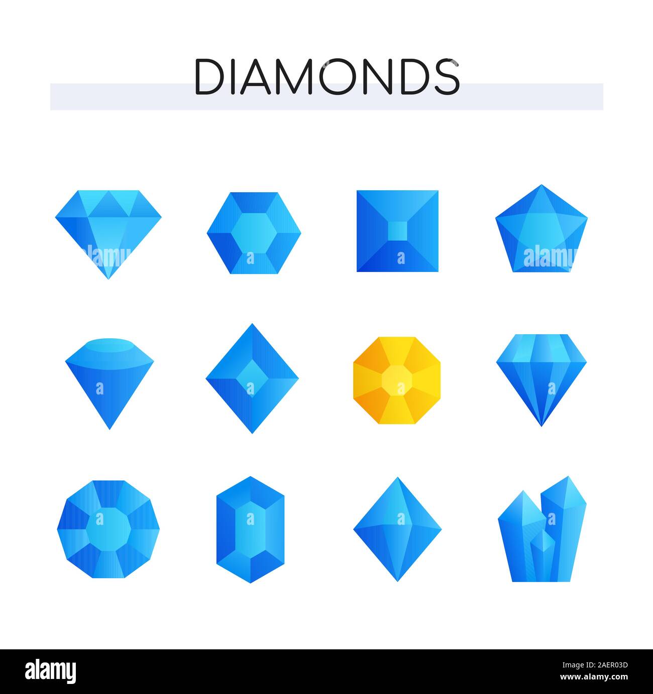 Set of diamonds - vector realistic objects collection Stock Vector ...