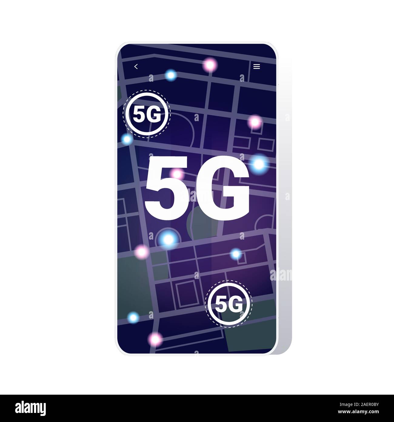 spot lights on city map 5G online communication wireless systems connection concept fifth ...