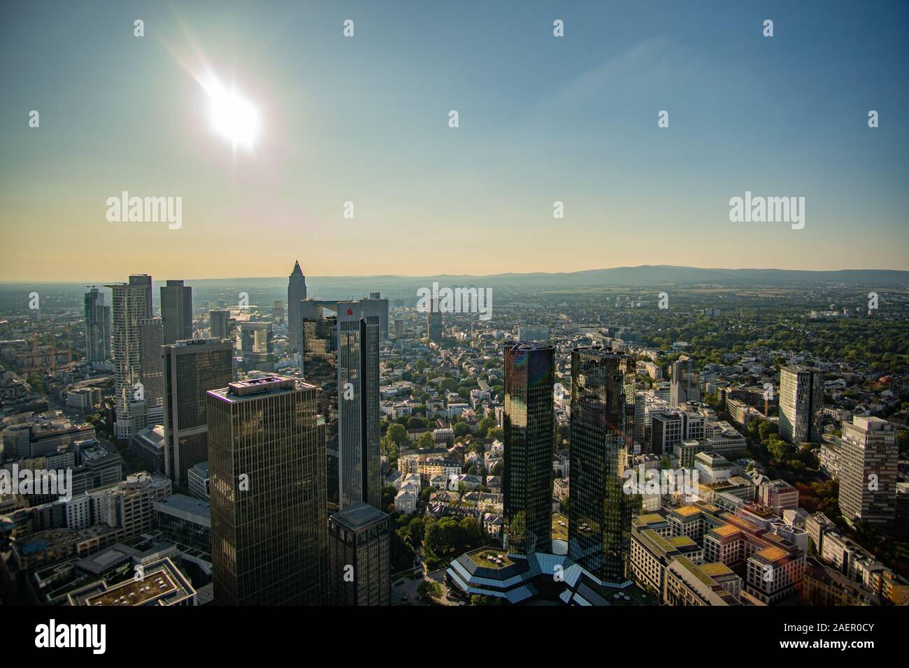 Frankfurt Skyline in the Sun - view from Maintower Stock Photo - Alamy