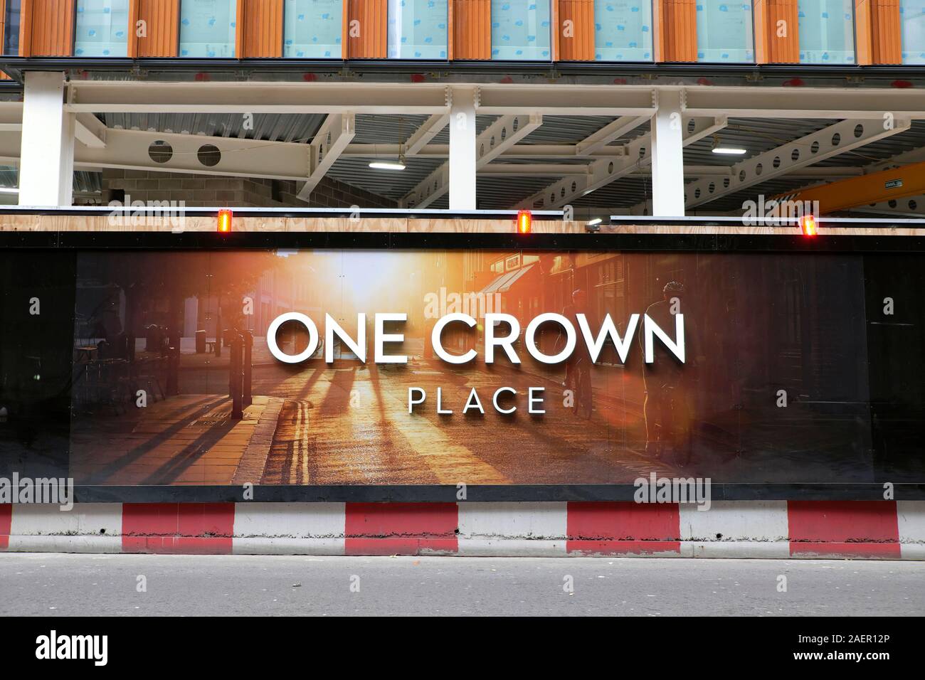One Crown Place high rise building construction site sign on ...
