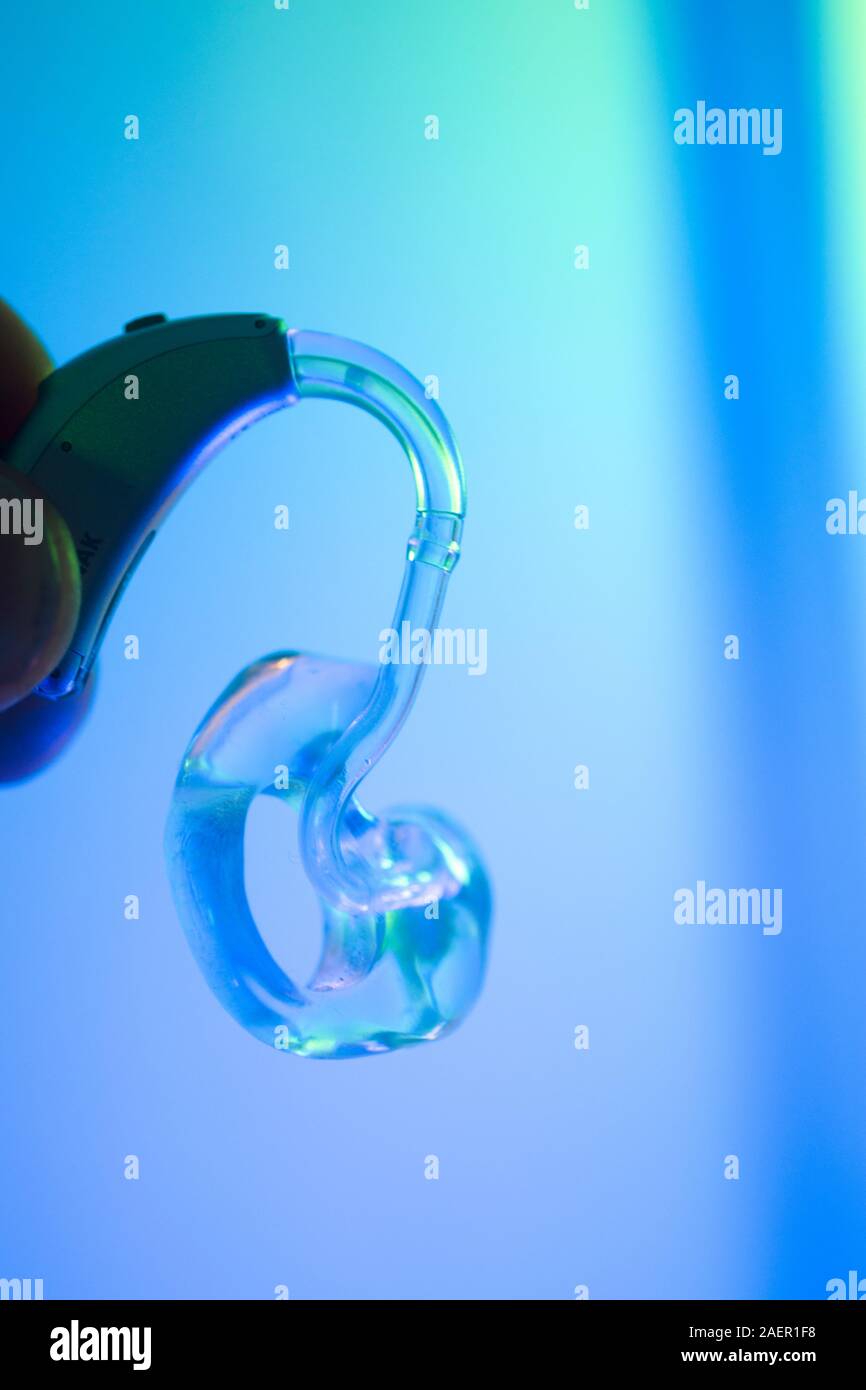 Modern digital hearing aid for deafness and deaf people Stock Photo - Alamy