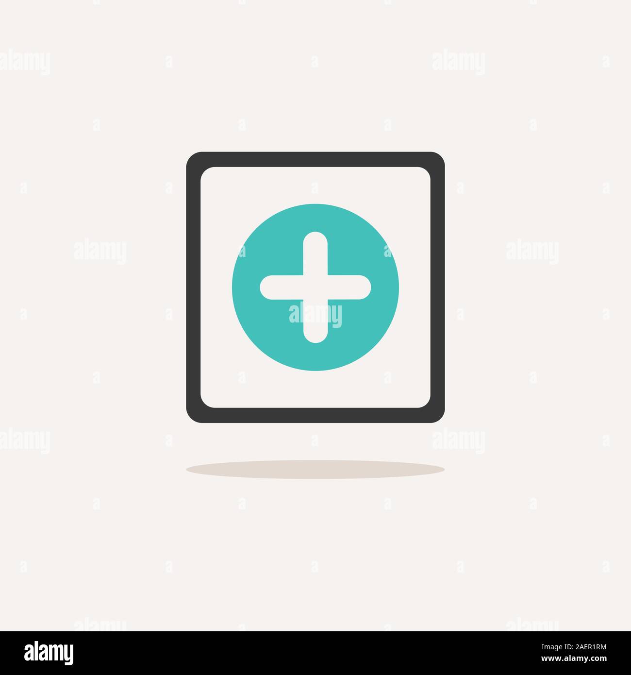 Pharmacy cross sign. Icon with shadow on a beige background. Medicine ...