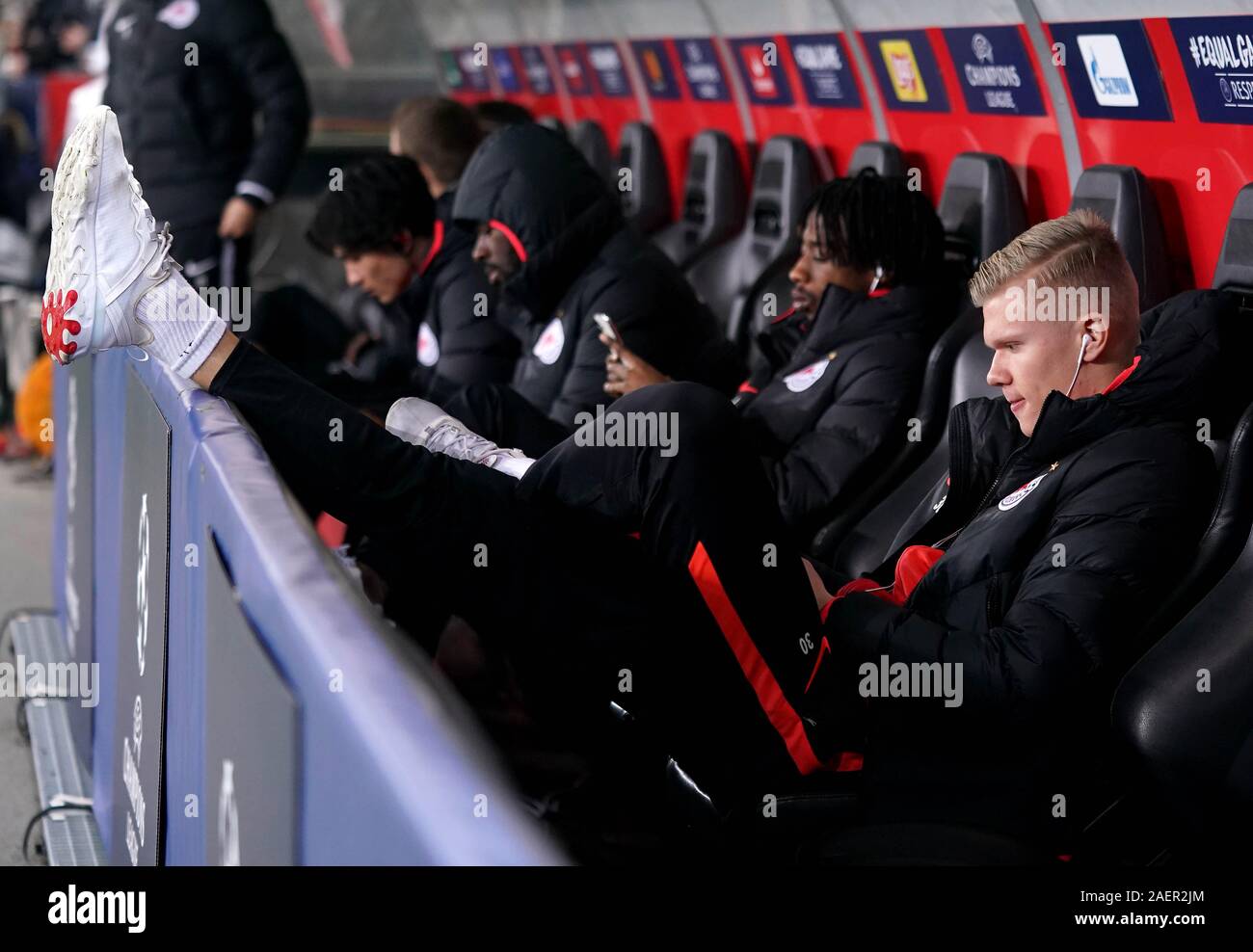 Red Bull Salzburg's Erling Braut Haland before the UEFA Champions ...