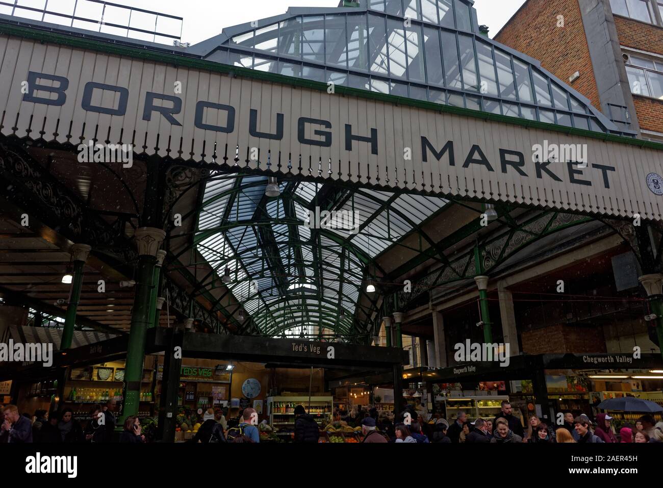 Borough Market sign, craft food market in Southwark, close to London ...