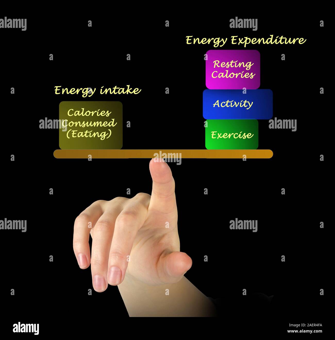 Balance between Energy intake and Energy expenditure Stock Photo - Alamy