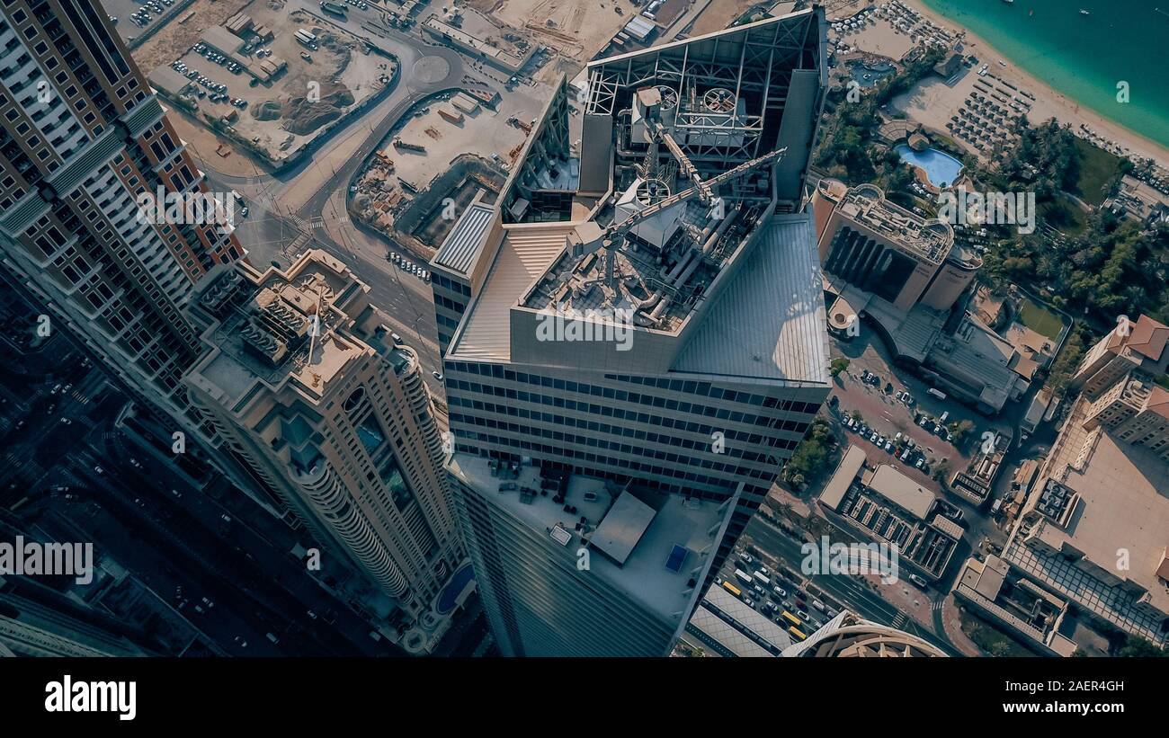 Aerial drone shot of the cityscape of Dubai Marina in Dubai, United ...