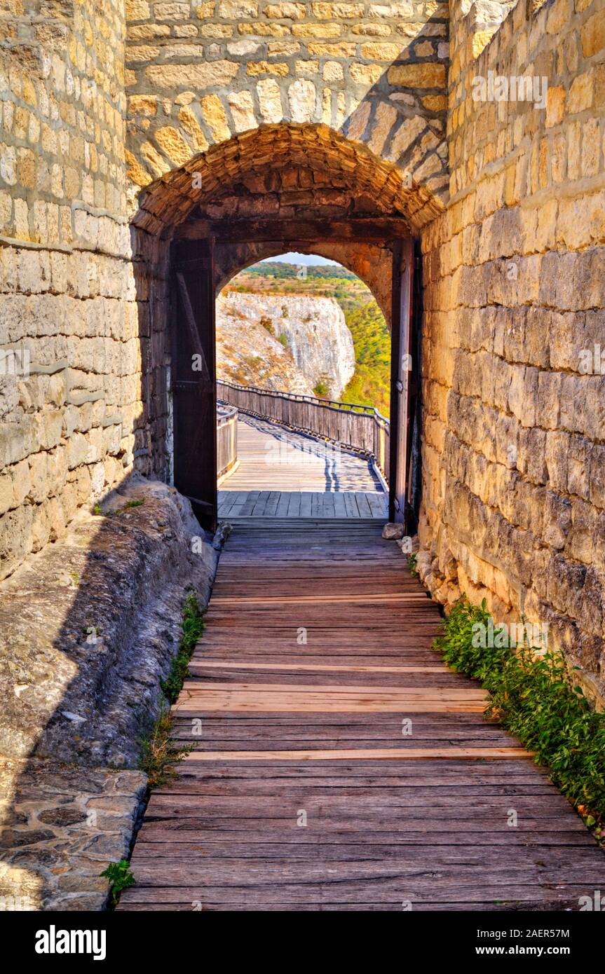 Opened gate of an ancient castle - close up view Stock Photo - Alamy