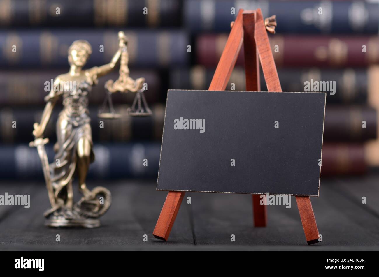 Law and Justice, Legality concept, Lady Justice and mini Blackboard in ...