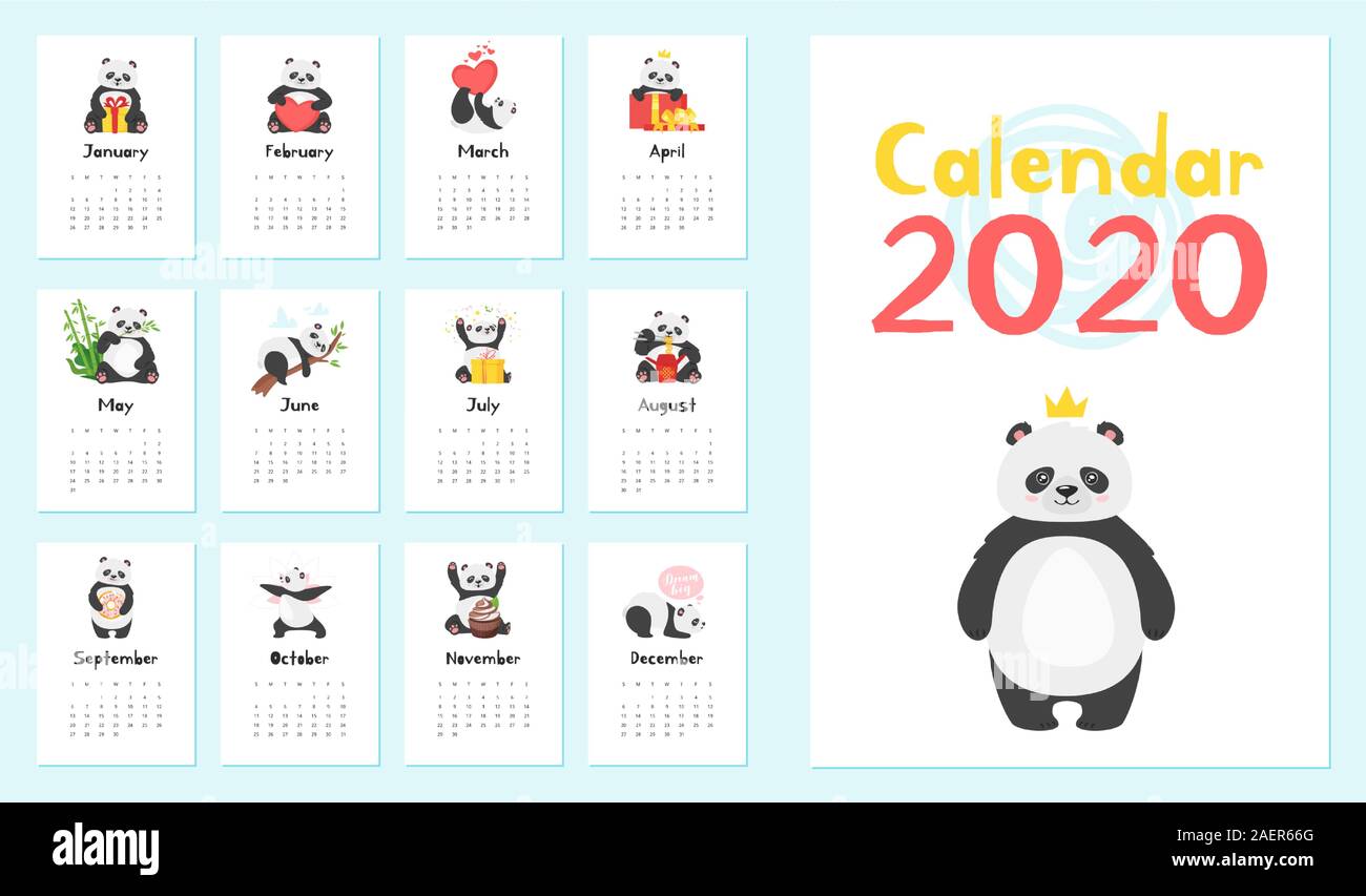 Panda calendar Stock Vector Images - Alamy