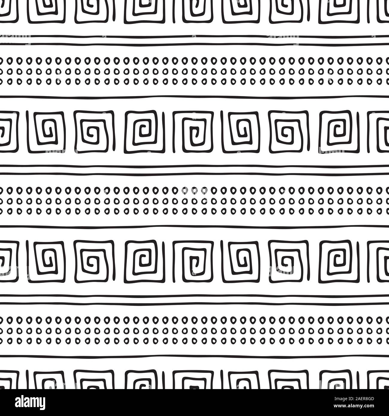 Seamless hand drawn pattern, vector illustration. Abstract geometric ...