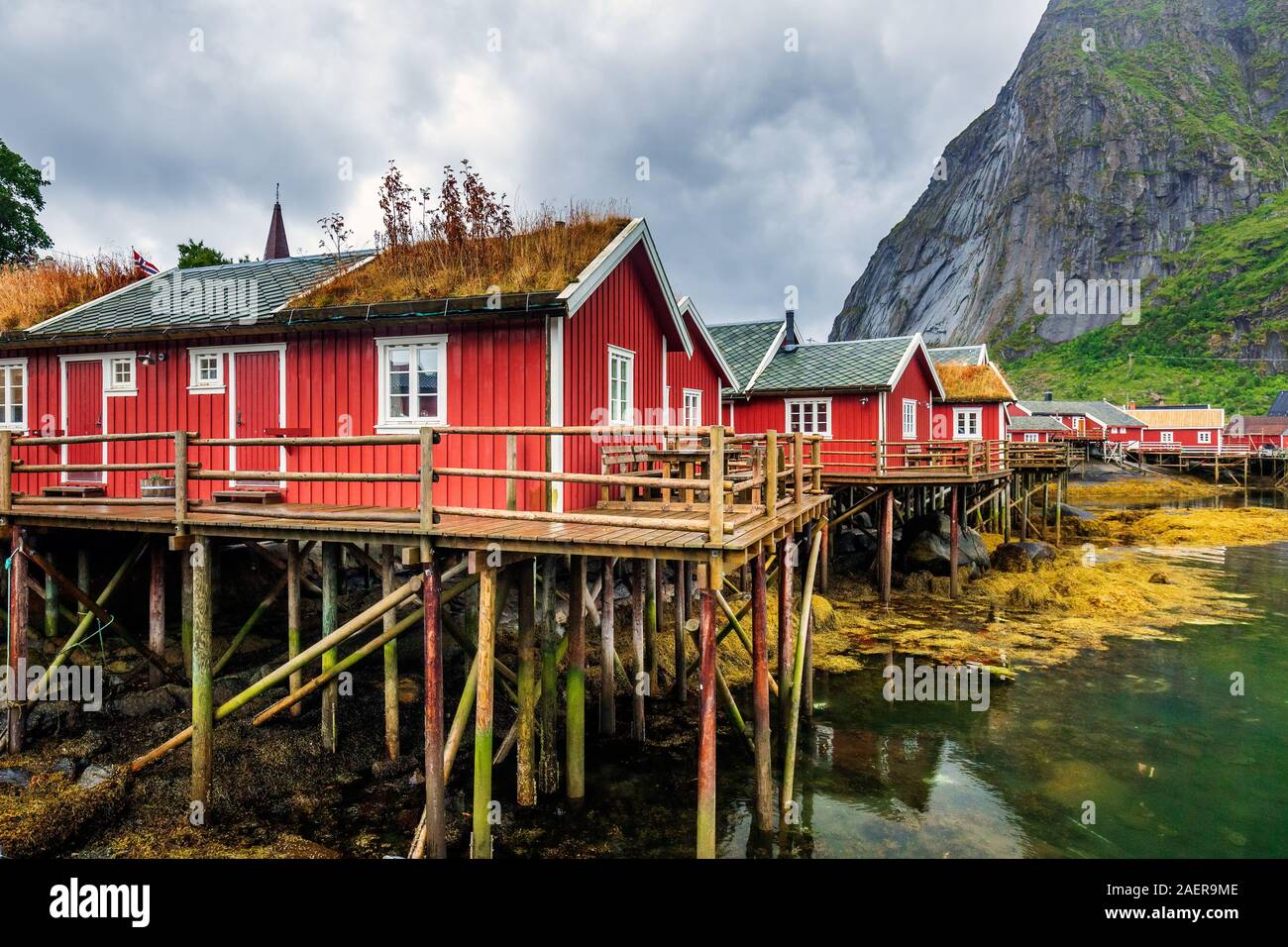 Red houses of Reine, fishing village is located on the island of ...
