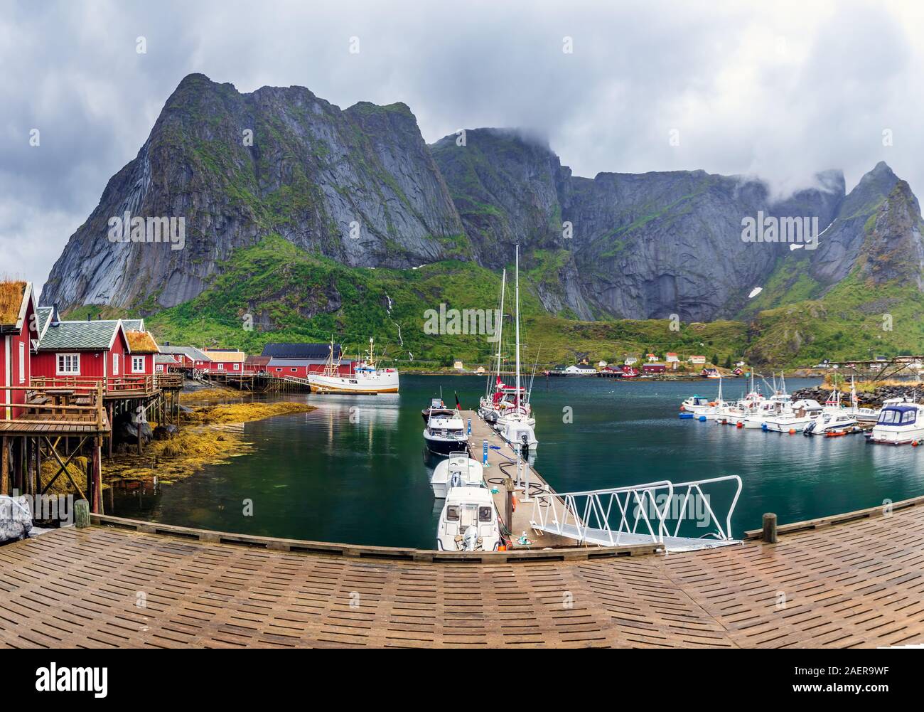 Red houses of Reine, fishing village is located on the island of ...