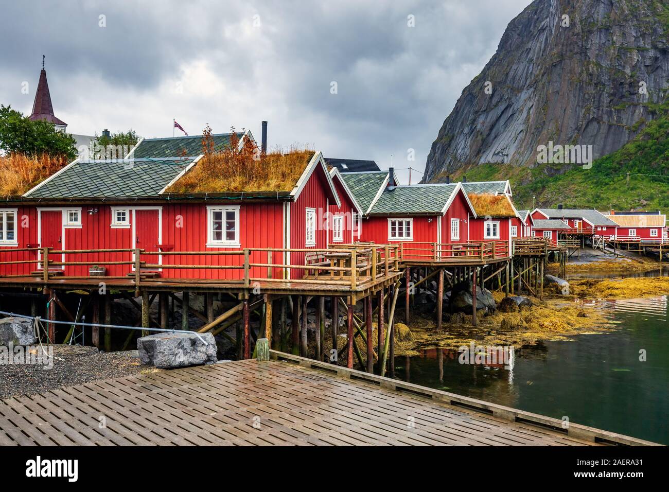 Red houses of Reine, fishing village is located on the island of ...