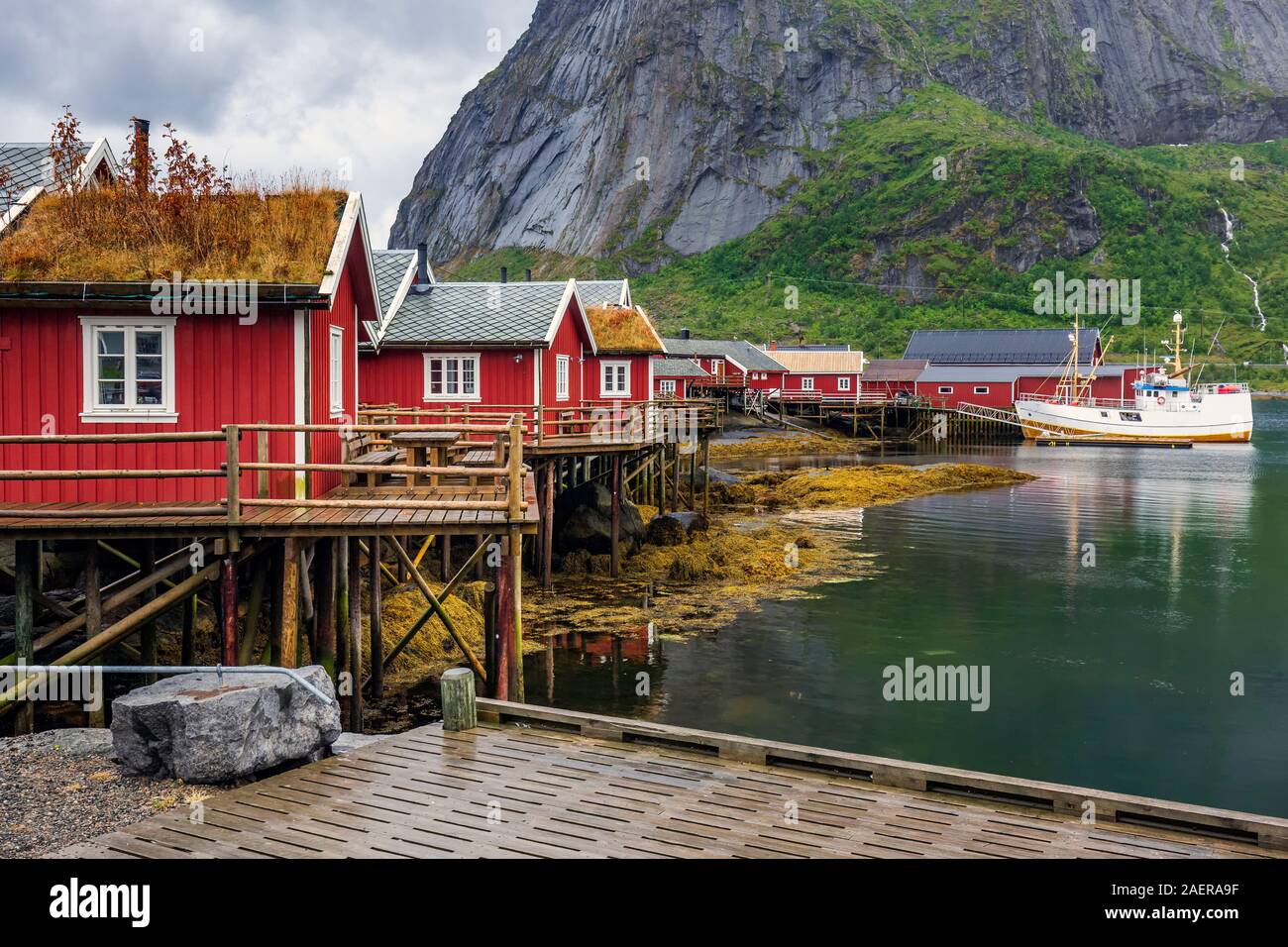 Red houses of Reine, fishing village is located on the island of ...