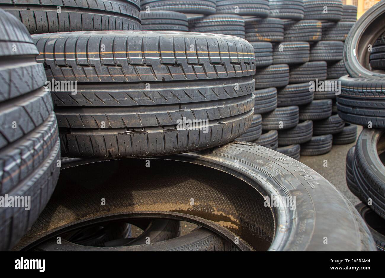 Tires ready for recycling Stock Photo - Alamy